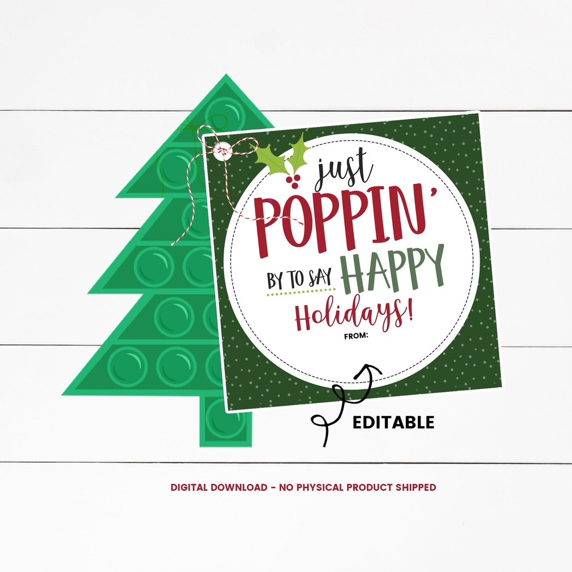 Pop It Gift Tag, Fidget Toy Favor Tag, Pop It Gift Idea, Holiday Pop It ...