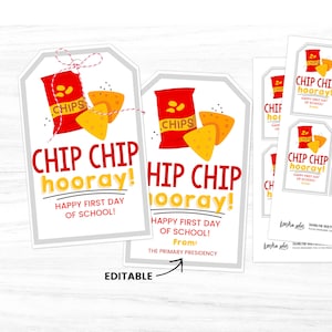 Back to School Gift Tag, Chip Gift Tag, Classroom Treat Tag, First Day ...