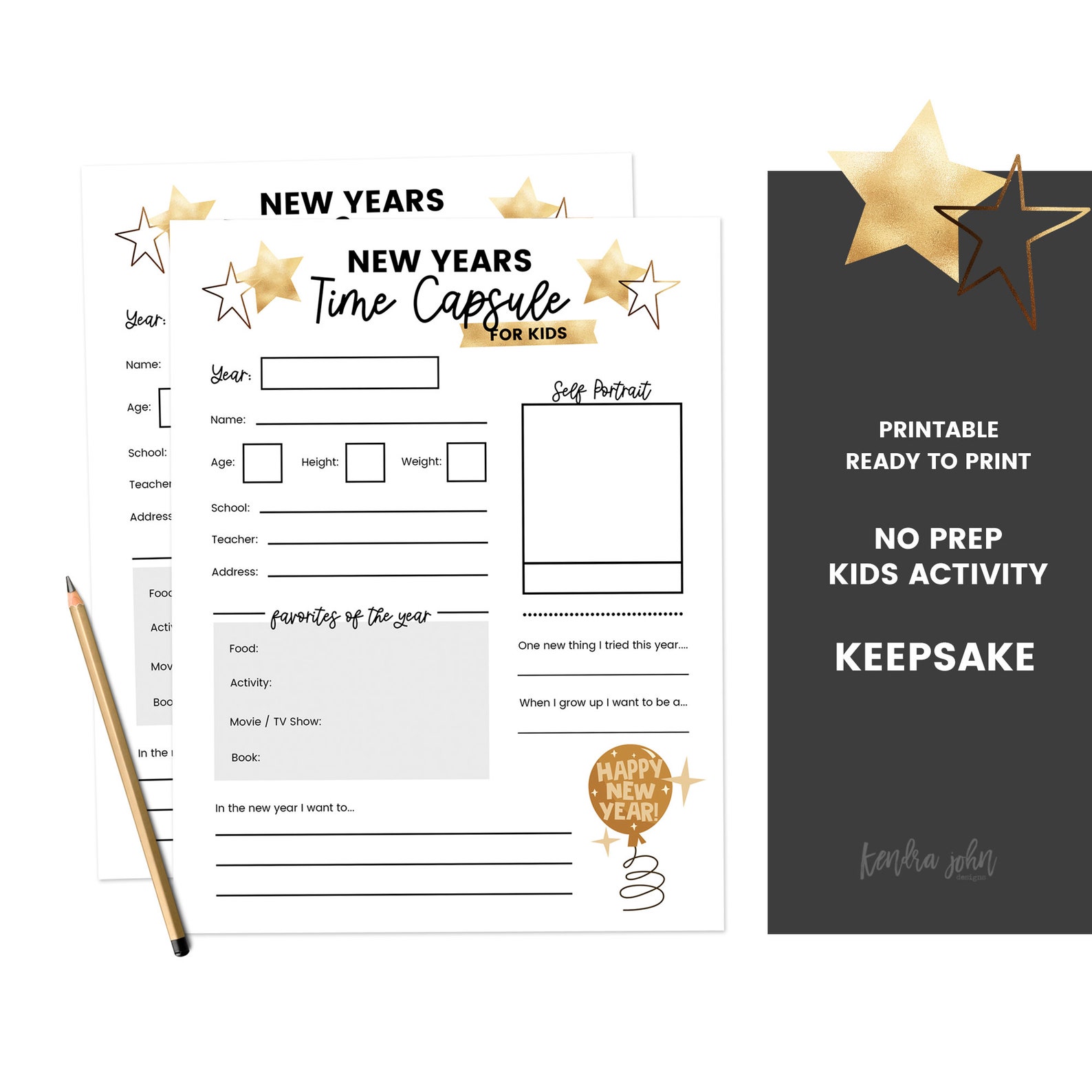 New Years Time Capsule, Year in Review, New Years Kid Activities, Kids ...