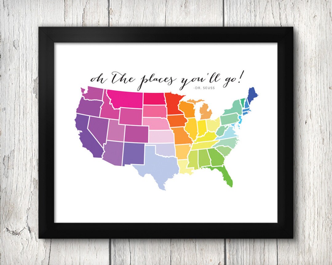 US Map Download - Rainbow - Printable 8x10 - Etsy