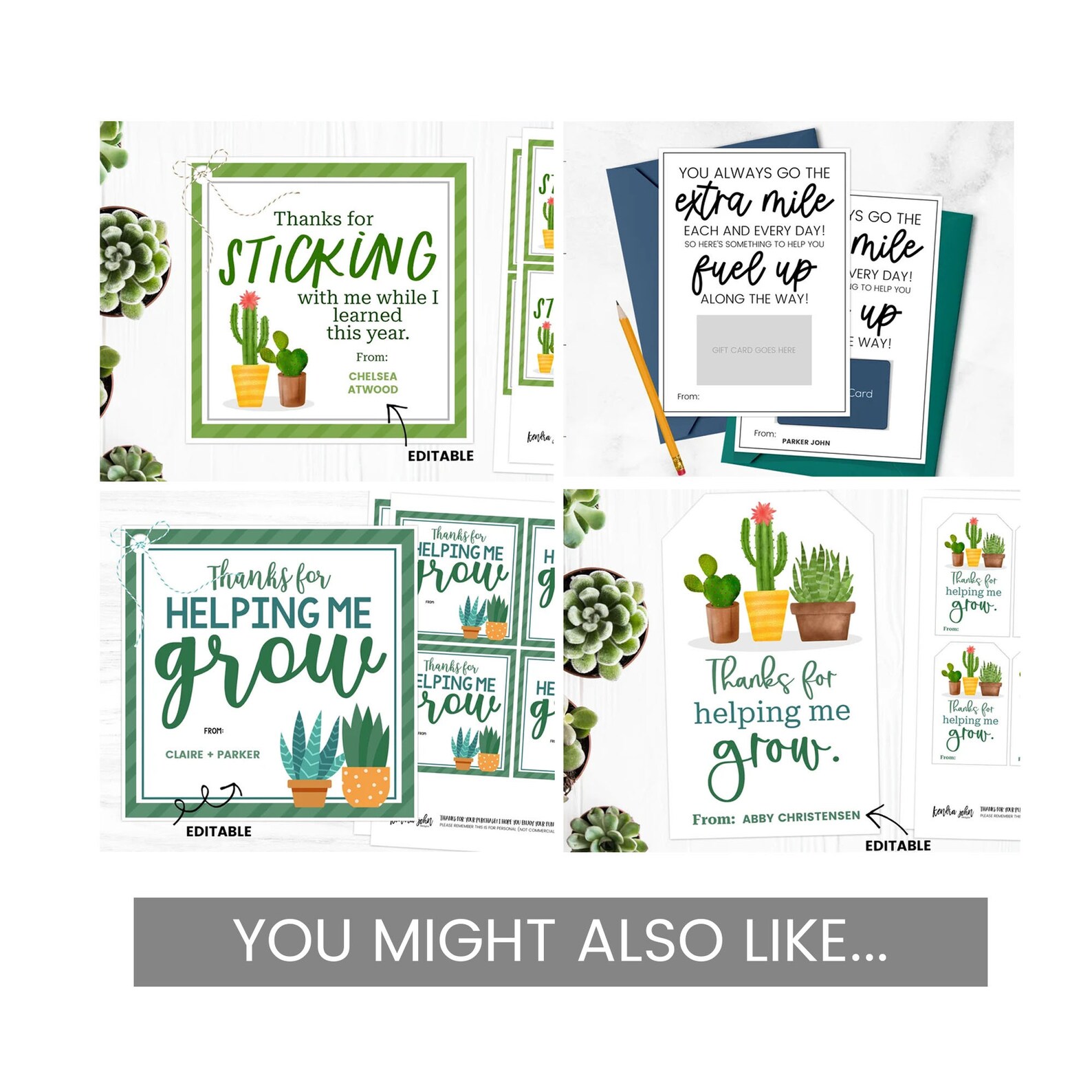 Cactus Teacher Tag, Teacher Appreciation Printable Tag, Teacher ...