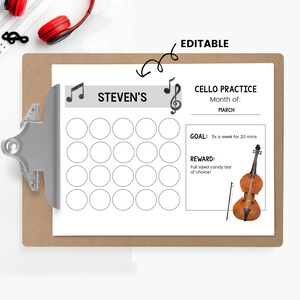 Cello Practice Chart, Printable Practice Log, Cello Practice Tracker ...