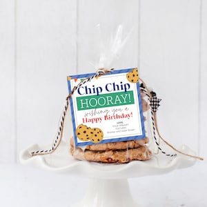 Chip Chip Hooray, Chocolate Chip Cookie Tag, Cookie Birthday Tag ...
