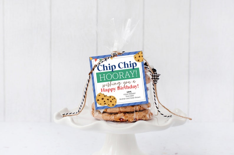 Chip Chip Hooray Chocolate Chip Cookie Tag Cookie Birthday - Etsy