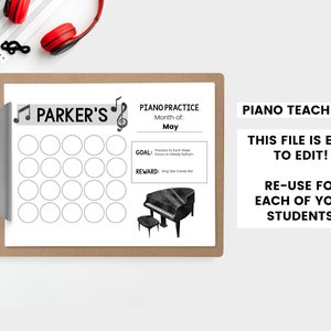 Piano Practice Chart, Printable Practice Log, Piano Practice Tracker ...