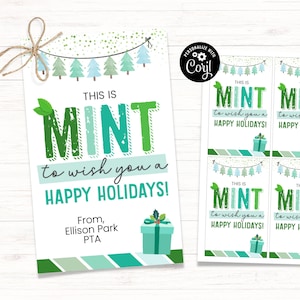 Mint Christmas Gift Tag, Christmas Staff Gift Tag, Gum Tag Christmas ...