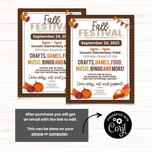 Fall Festival Flyer, Fall Fundraiser, Fall School Event, Harvest ...