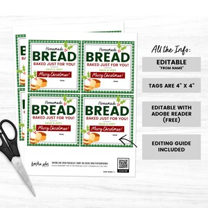 Bread Gift Tag, Neighbor Christmas Gift, Christmas Bread Tag, Sourdough ...