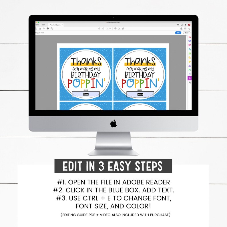 Pop It Birthday Favor Birthday Pop It Tag Pop It Birthday | Etsy