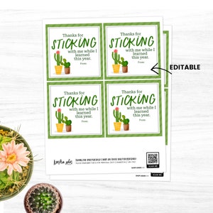 Cactus Teacher Tag, Teacher Appreciation Printable Tag, Teacher ...