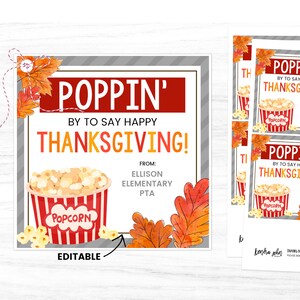 Fall Popcorn Gift Tag, Caramel Corn Gift Tag, Thanksgiving Gift Tag ...