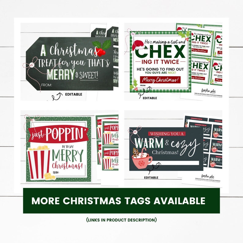 Christmas Appreciation Tag, Christmas Thank You Tag, Editable Christmas ...
