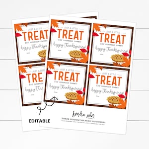 Pie Gift Tag, Thanksgiving Appreciation Gift, Thanksgiving Treat Tag ...