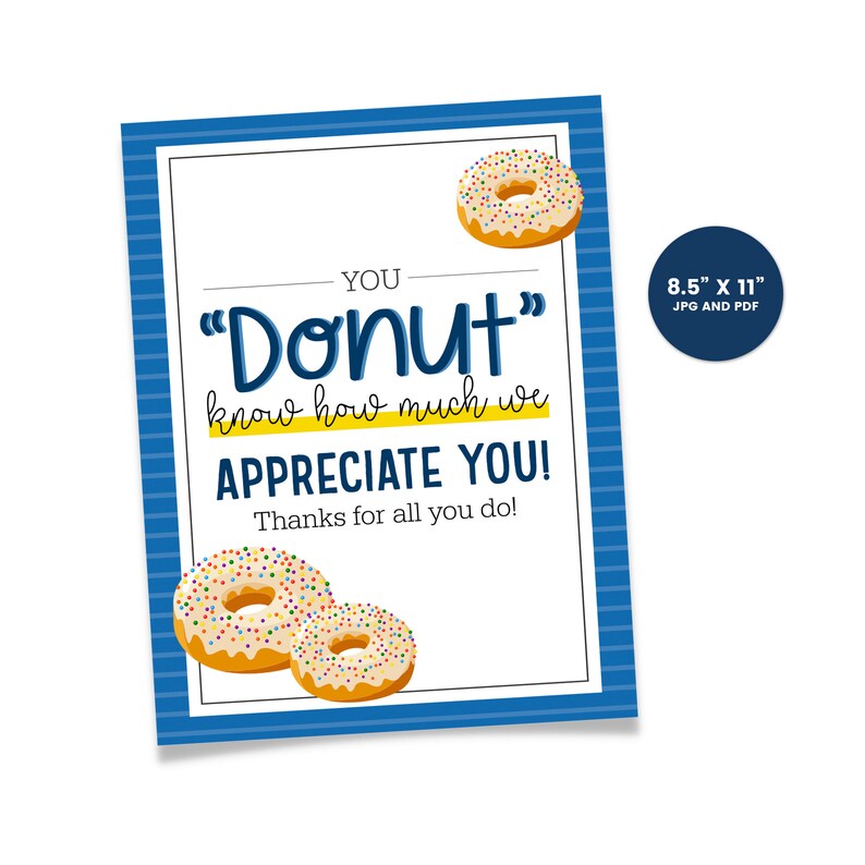 Donut Poster, Staff Appreciation Poster, Break Room Sign, Snack Table ...