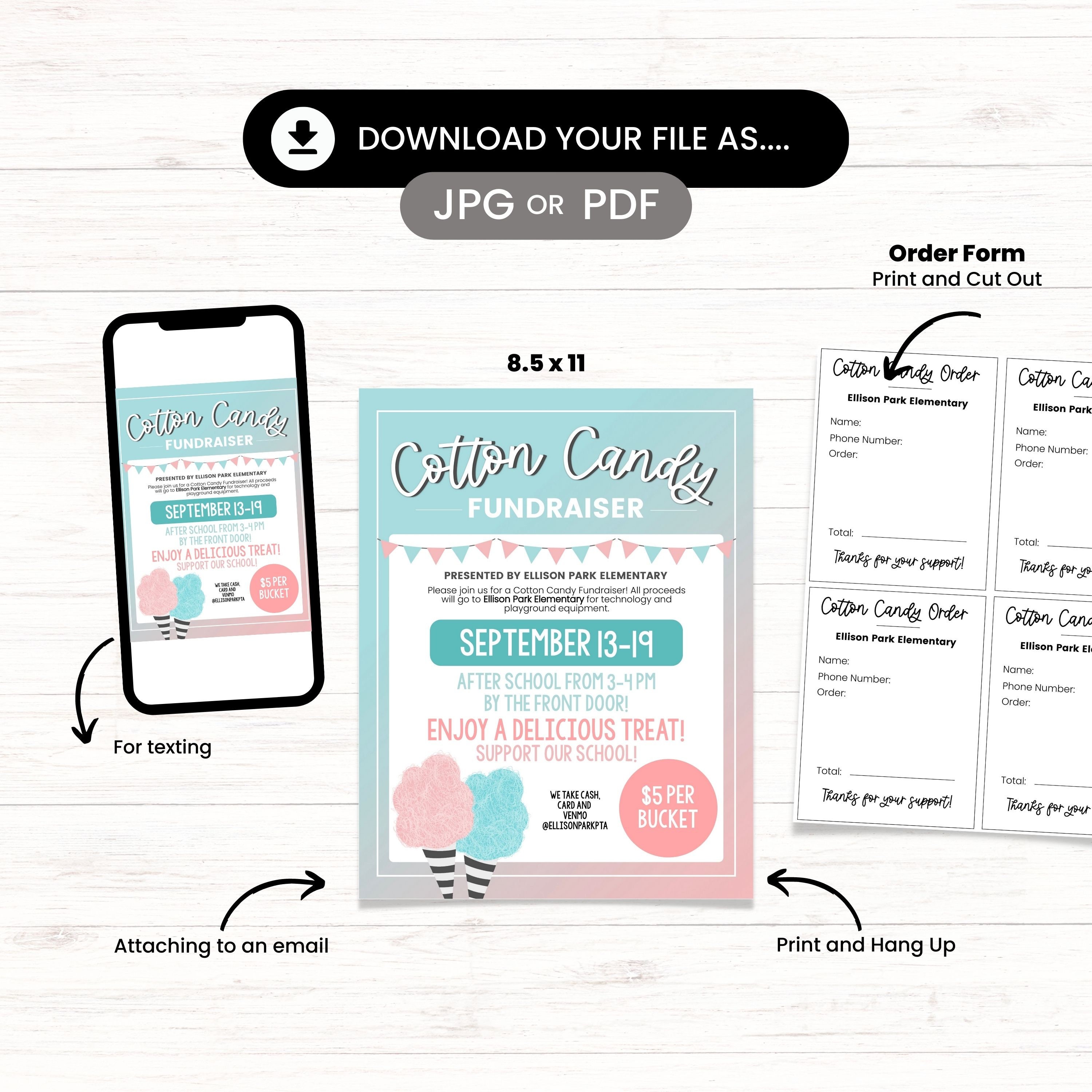 Cotton Candy Flyer, Team Fundraiser, School Fundraiser Flyer, Cheer ...