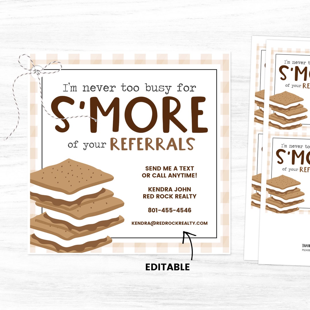 S'mores Referral Gift Tag, Referral Appreciation, S'more Pop by Tags ...