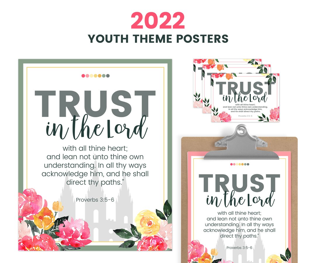 LDS Youth Theme 2022, Trust in the Lord, Youth Theme Poster, YW Theme ...