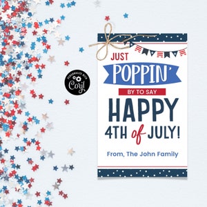 4th of July Popcorn Tag, July Employee Appreciation, 4th of July Treat ...