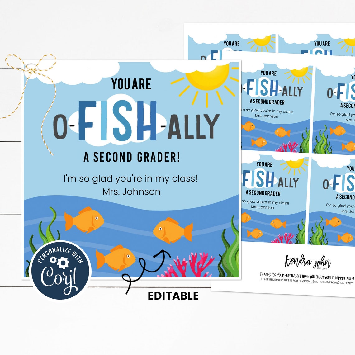 Back To School Gold Fish Tag O-Fish-Ally Back To School | Etsy