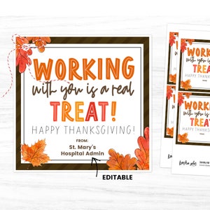 Thanksgiving Appreciation Treat Tag, Thanksgiving Employee Thank You ...
