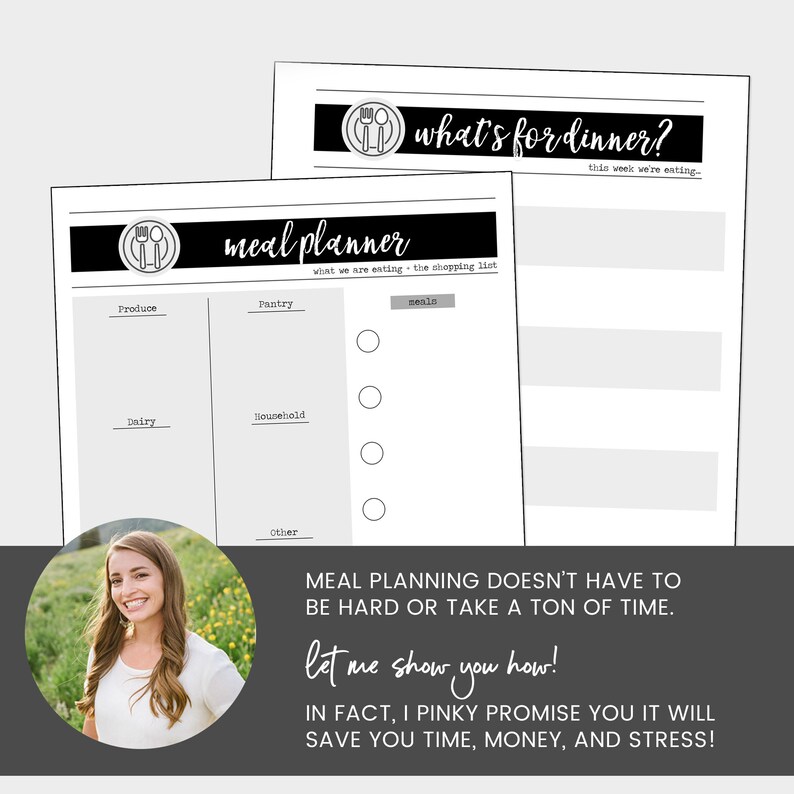 Printable Menu Planner Menu Planner With Grocery List and | Etsy