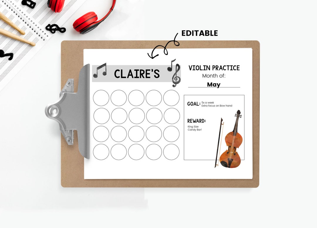 Violin Practice Chart, Printable Practice Log, Violin Practice Tracker ... Violin Practice Chart, Printable Practice Log, Violin Practice Tracker ...