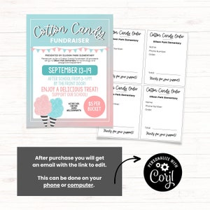 Cotton Candy Flyer, School Fundraiser Flyer, PTA School Fundraiser ...
