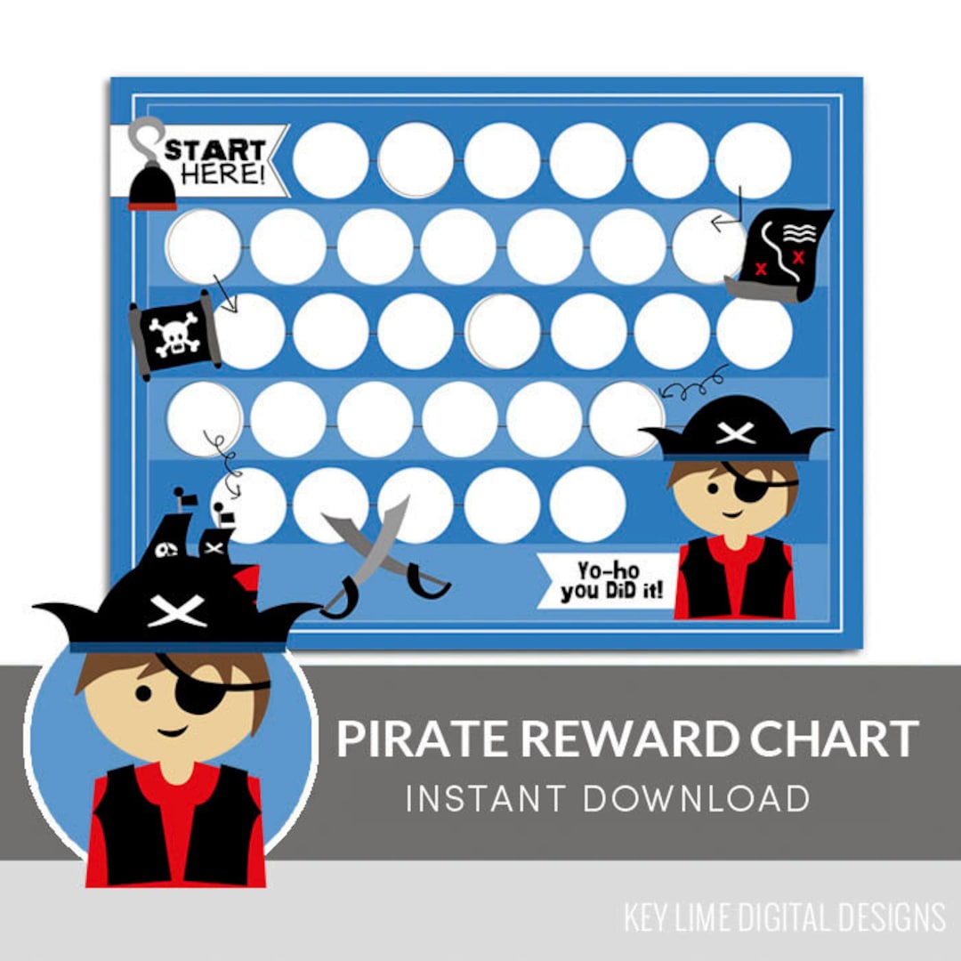 Pirate - Kids Reward Chart - Instant Download - Etsy