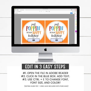 Birthday Pop It Tag, Pop It Printable Tag, Poppin by to Say Happy ...