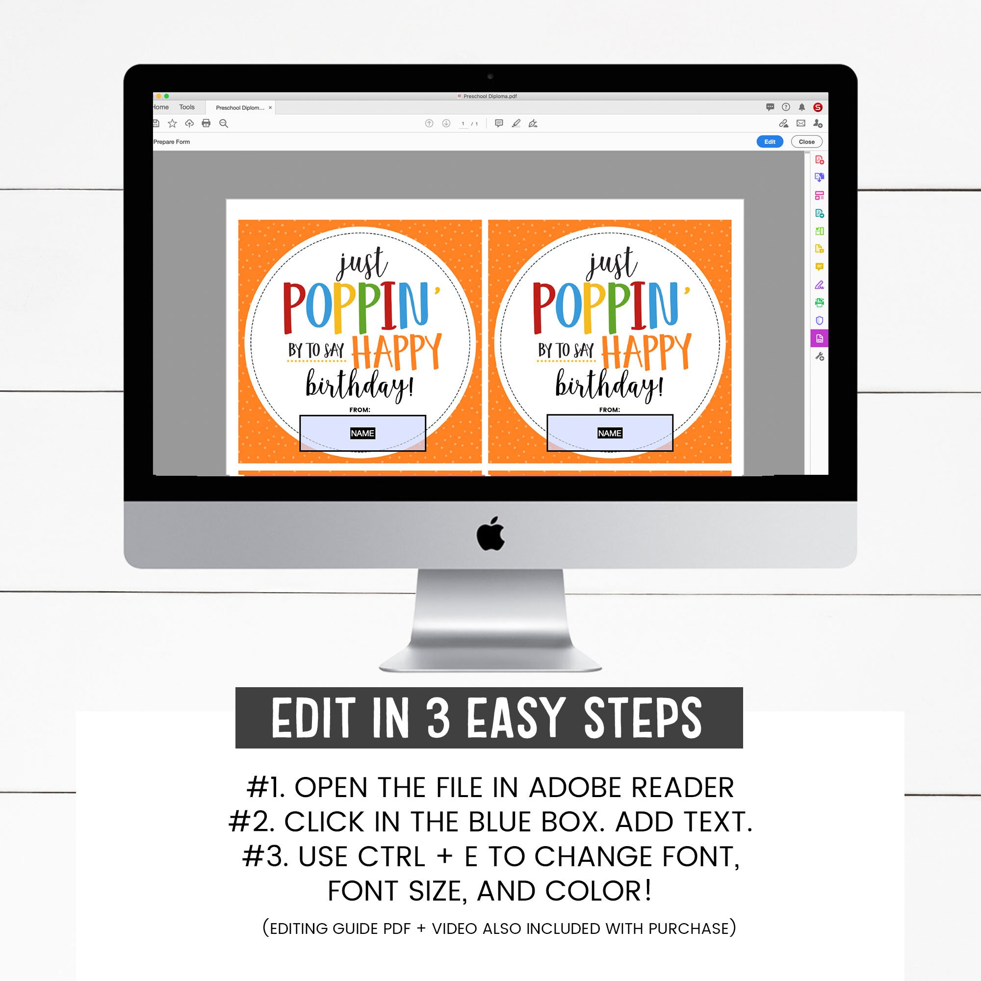 Birthday Pop It Tag Pop It Printable Tag Poppin by to Say - Etsy