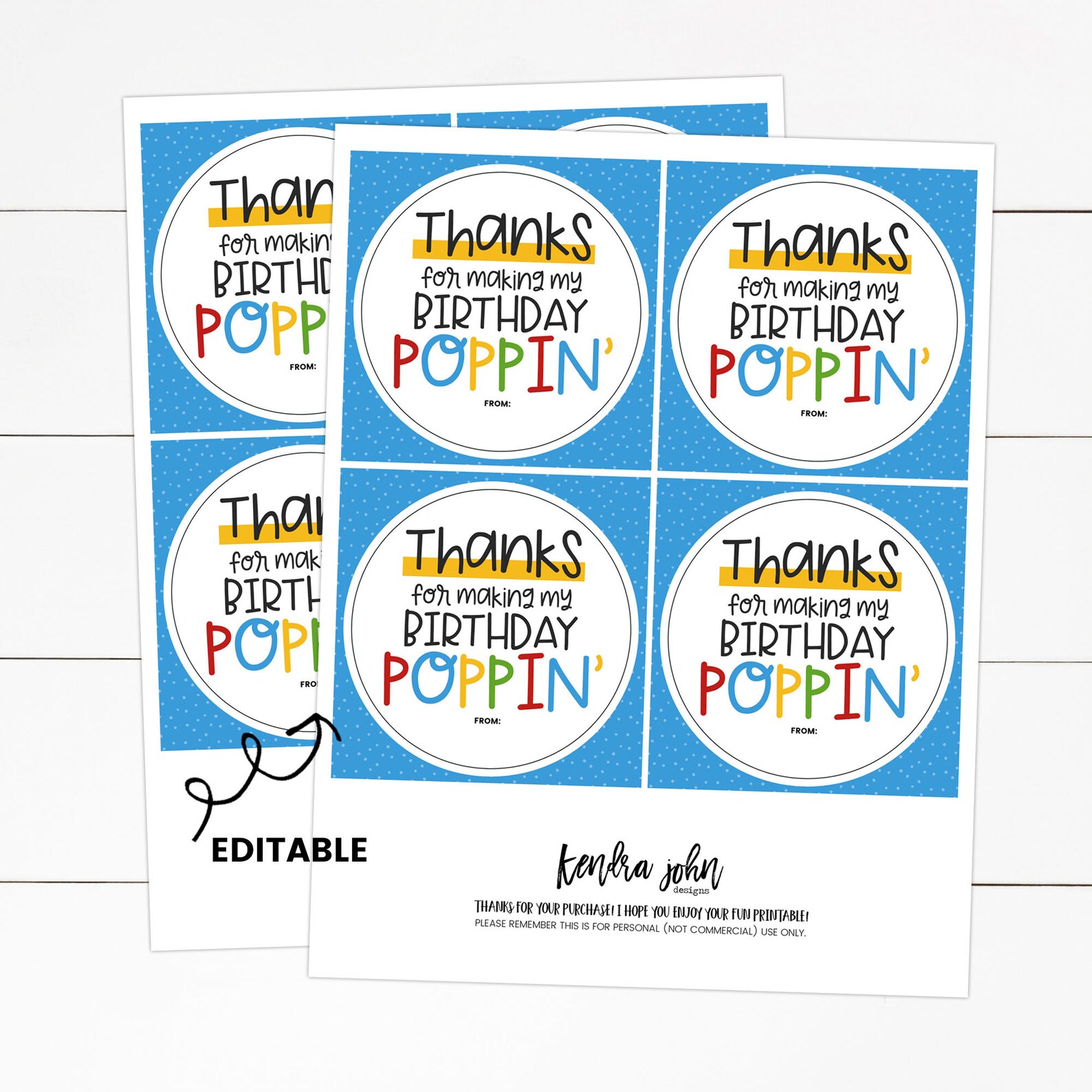 Pop It Birthday Favor Birthday Pop It Tag Pop It Birthday - Etsy