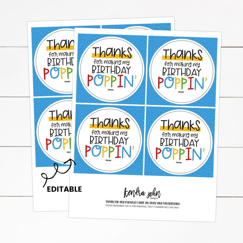 Pop It Birthday Favor Birthday Pop It Tag Pop It Birthday - Etsy