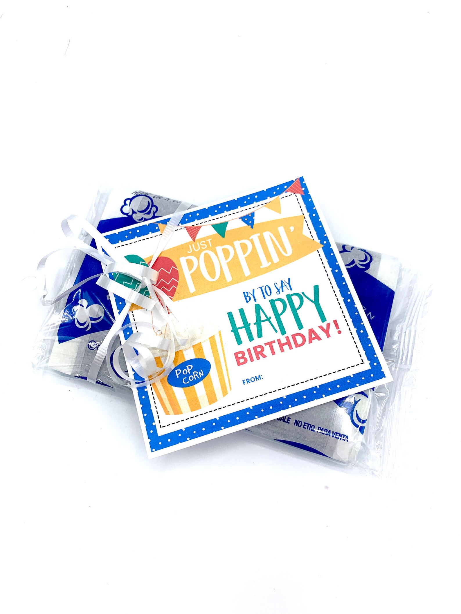 Popcorn Gift Tag Happy Birthday Treat Tag Just Poppin' | Etsy