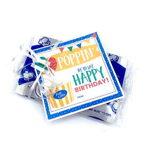 Popcorn Gift Tag, Happy Birthday Treat Tag, Just Poppin' By ...