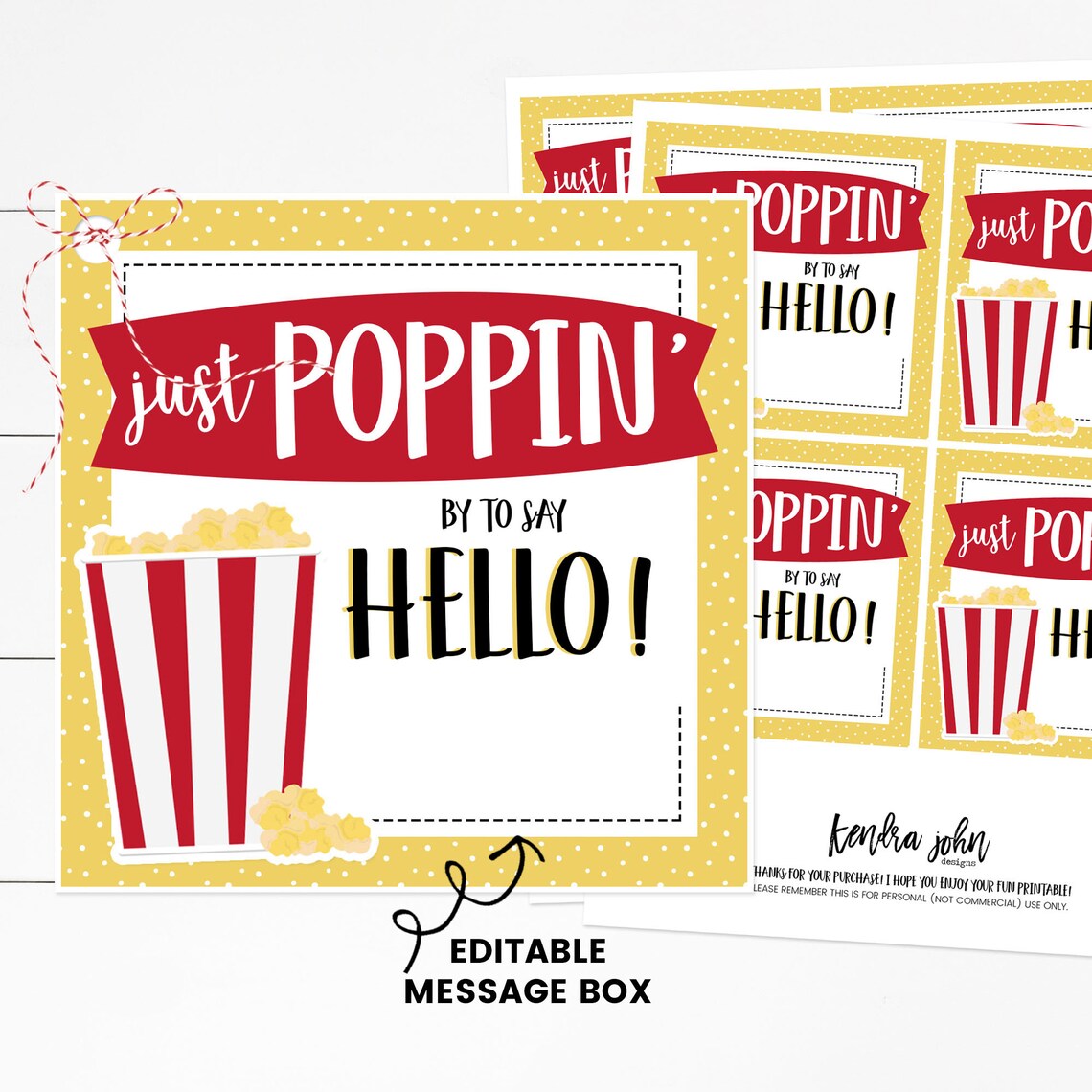 Just Poppin' By, LDS Ministering Gift, Treat Tag, Popcorn Tag, New ...