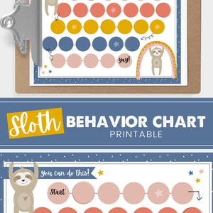 Reward Chart Printable, Kids Chore Chart, Sloth Chart, Toddler Chart ...