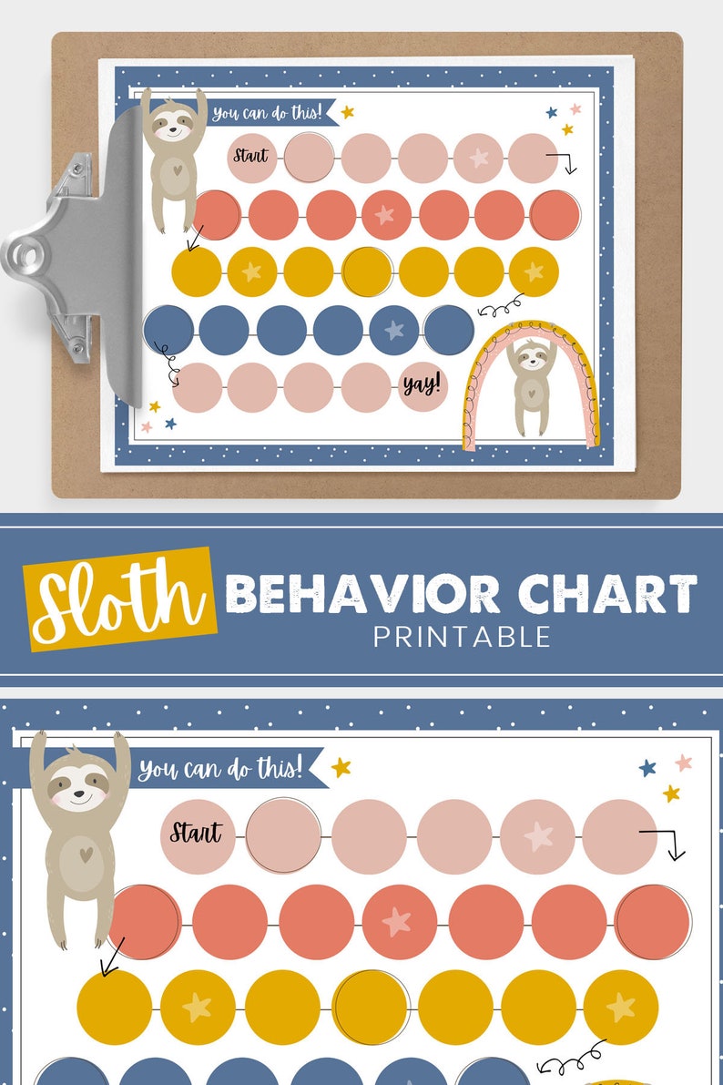 Reward Chart Printable Kids Chore Chart Sloth Chart Toddler - Etsy