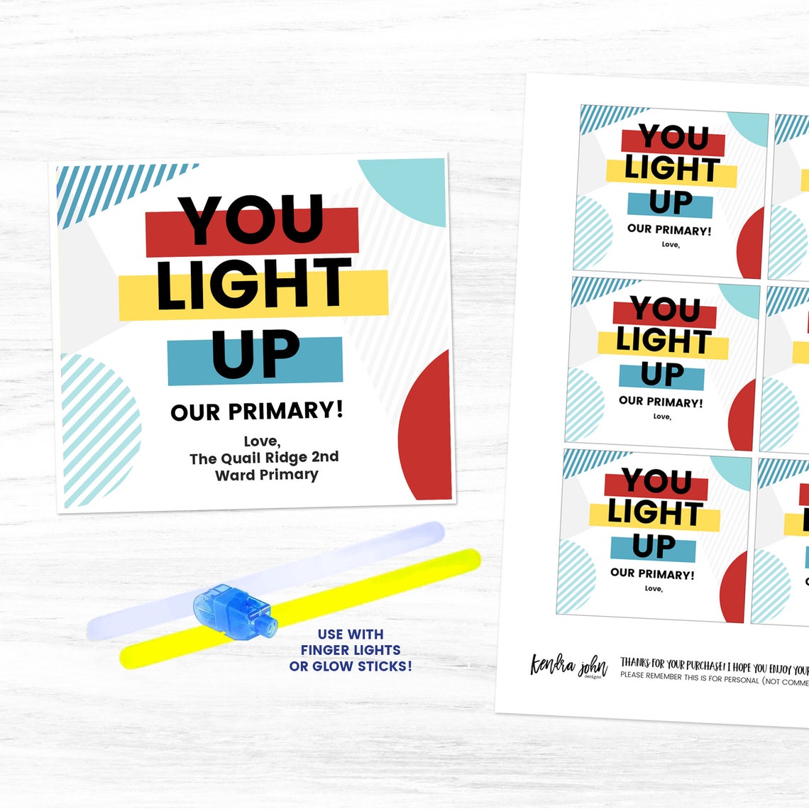 Primary Birthday Tag Glow Stick Gift Finger Light Tag LDS - Etsy