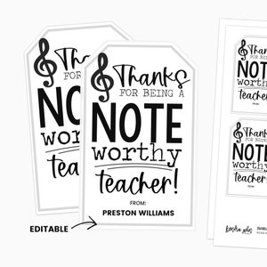 Music Teacher Gift Tag, Teacher Appreciation Printable, Piano Teacher ...