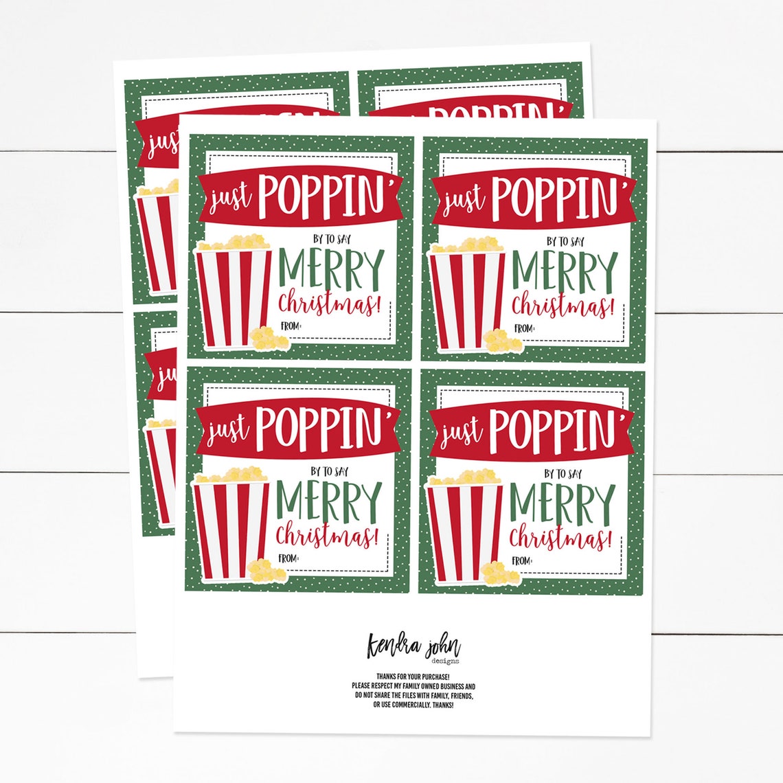 Neighbor Christmas Gift Popcorn Gift Tag Office Staff PTA - Etsy