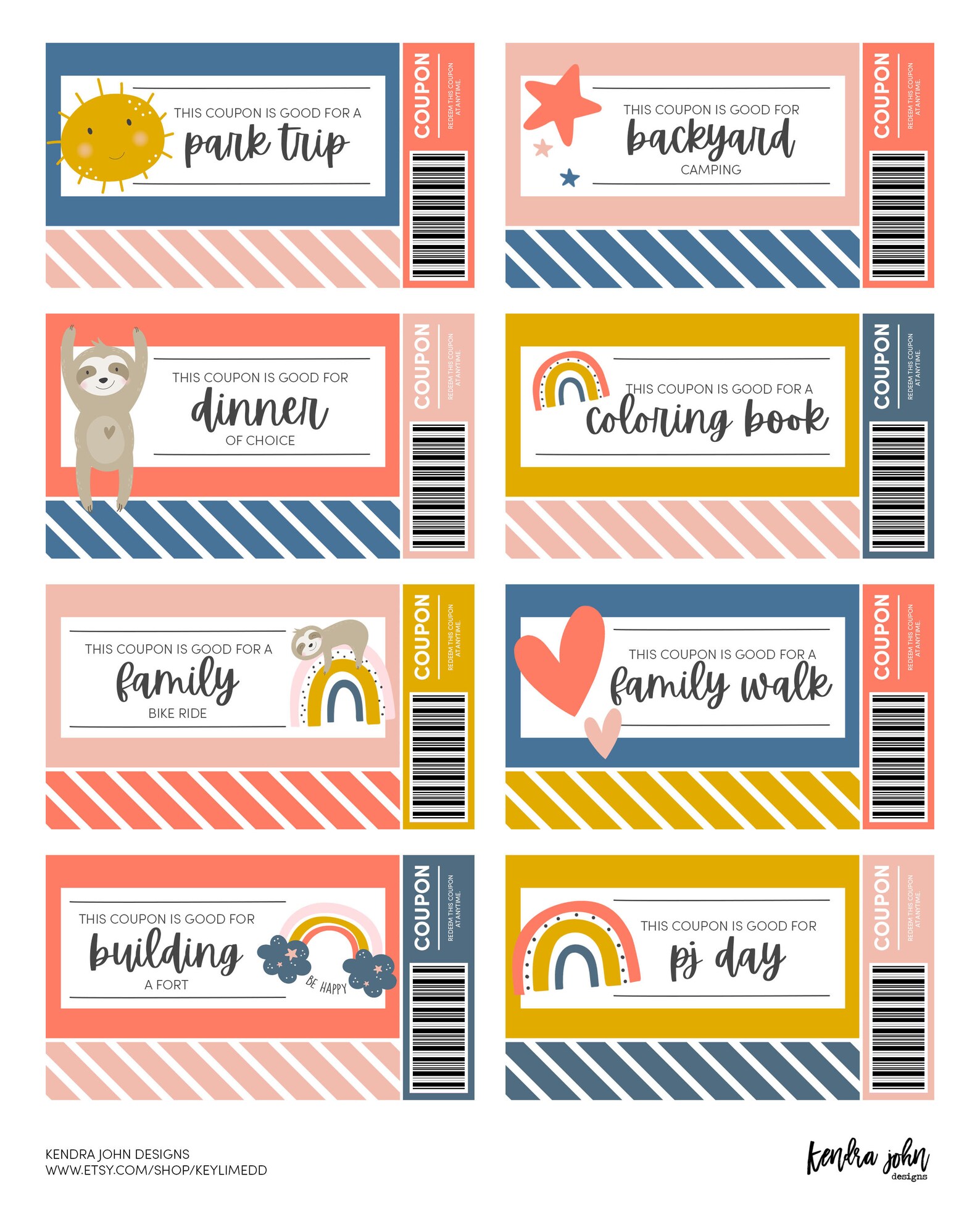 BUNDLE Kids Reward Coupons Printable Love Coupons | Etsy