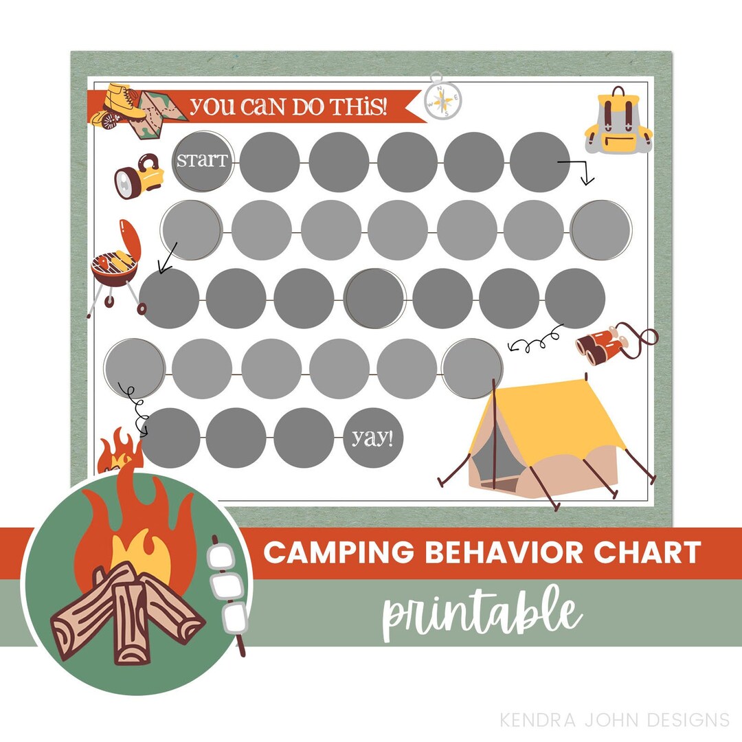 Reward Chart Printable, Kids Chore Chart, Camping, Digital Download ...