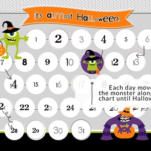 Halloween Countdown Printable, October Reward Chart, Kids Halloween ...