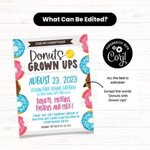 Donuts With Grown Ups, Pastries With Parents Flyer, Donuts With Dads ...