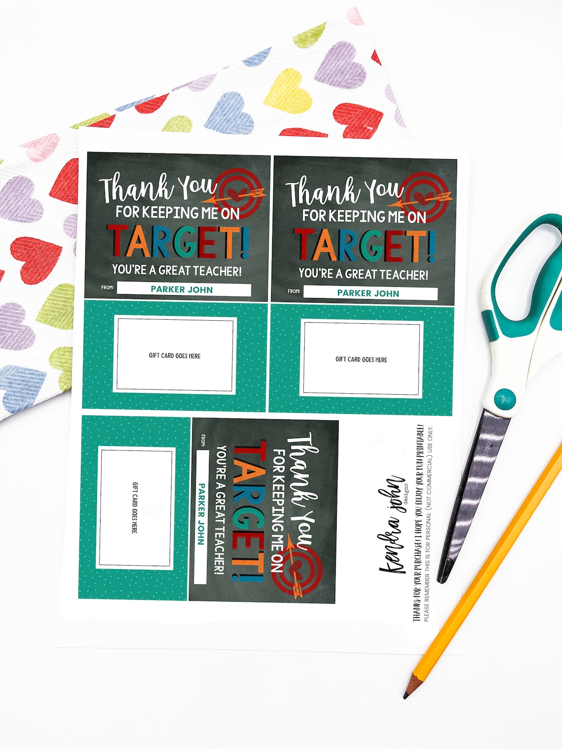 On Target Printable Teacher Appreciation Gift Card Holder | Etsy