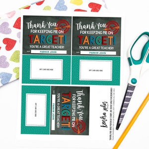 On Target Printable, Teacher Appreciation Gift Card Holder, Teacher ...