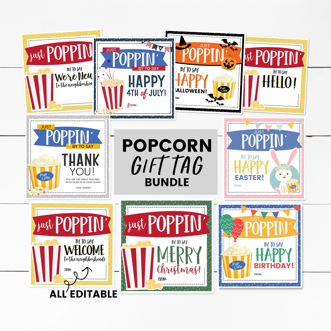 BUNDLE Just Poppin' By Treat Tag Popcorn Welcome to - Etsy