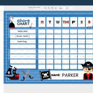 Chore Chart | Editable Chart | Pirate Chart Design | Digital Download ...