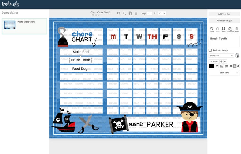 Chore Chart Editable Chart Pirate Chart Design Digital - Etsy