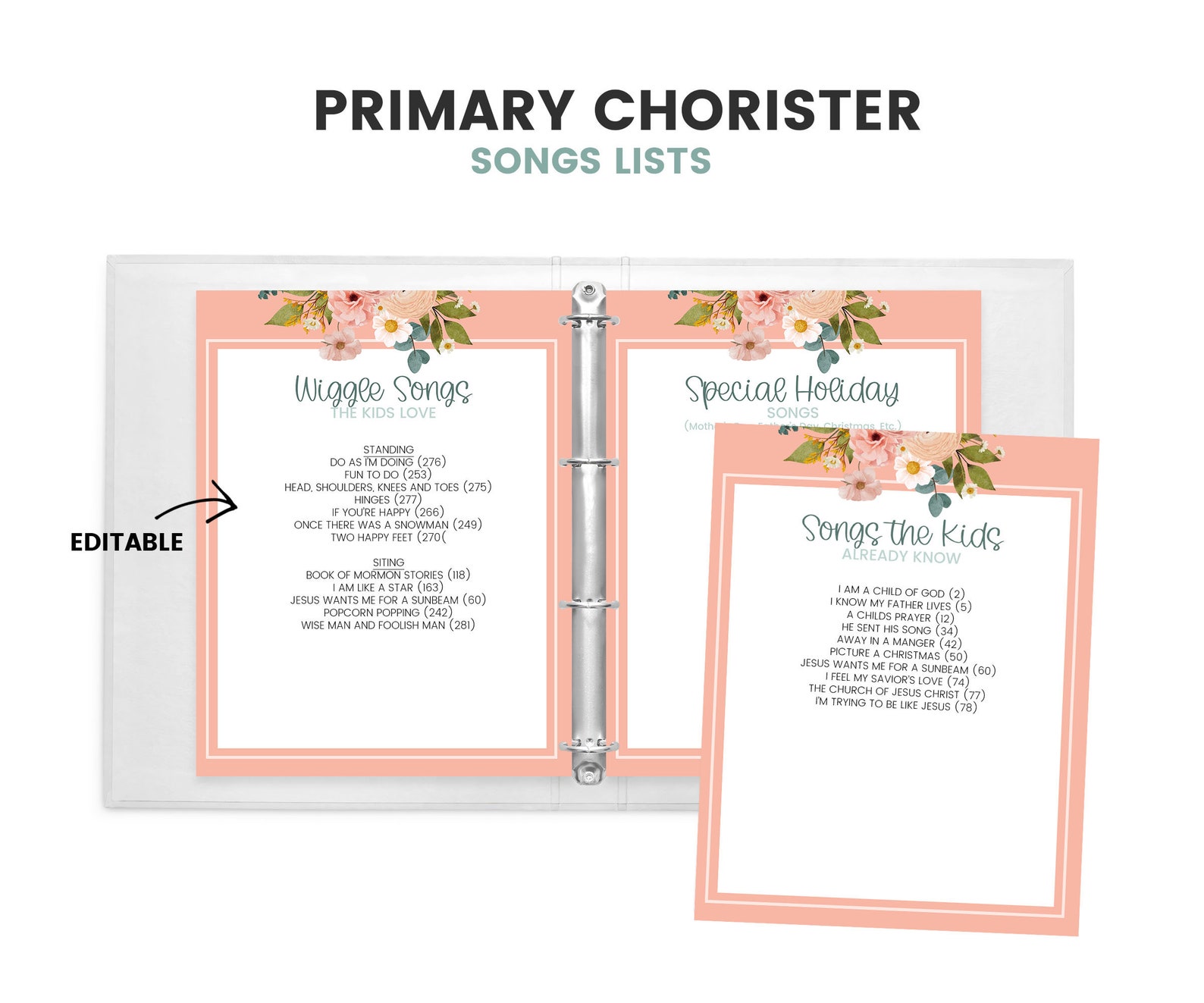 Primary Chorister Planner Singing Time Binder Music Leader - Etsy